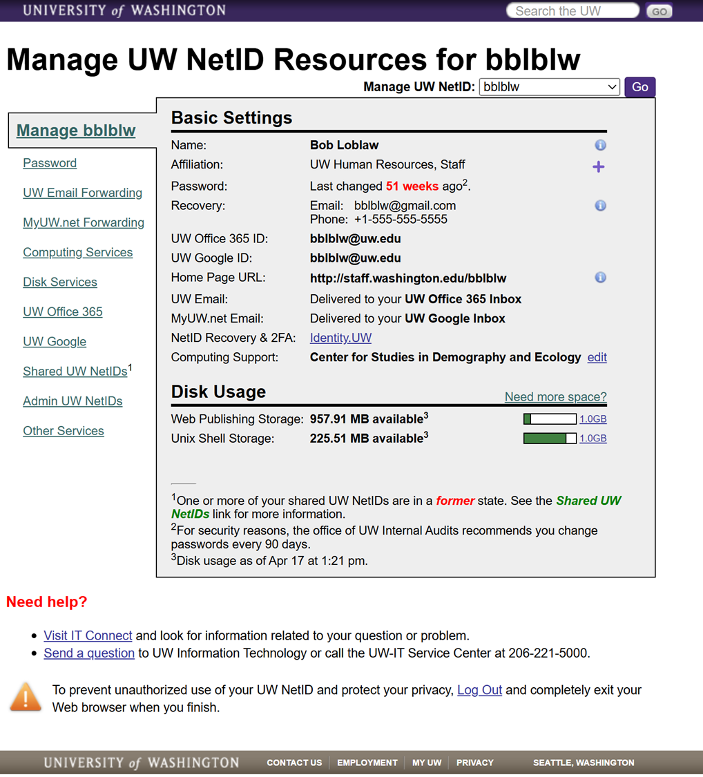 Uw Netid Manage Page Uw It